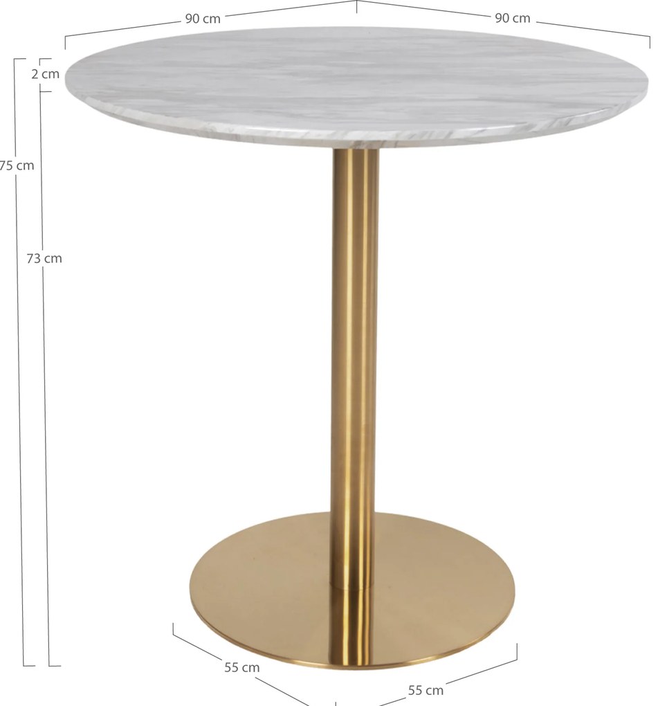 House Nordic Kulatý jídelní stůl BOLZANO zlatý 90cm
