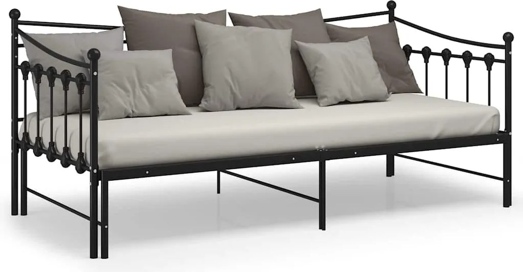 Rám vysouvací postele/pohovky černý kovový 90 x 200 cm 324758