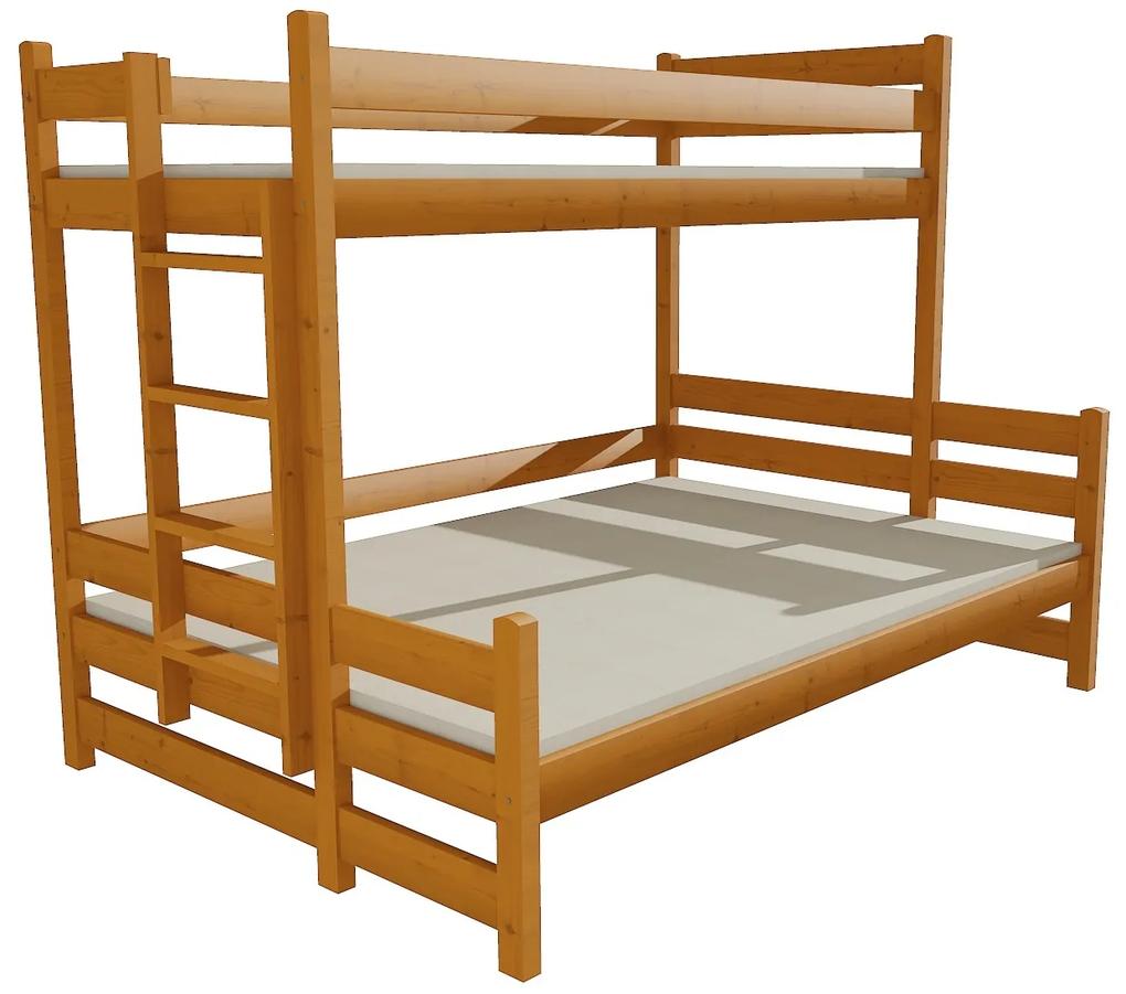 Patrová postel s rozšířeným spodním lůžkem PPS 003 90/120 x 200 cm - olše