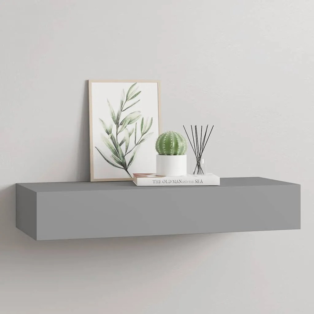 Nástěnná police se zásuvkou šedá 60 x 23,5 x 10 cm MDF 330259