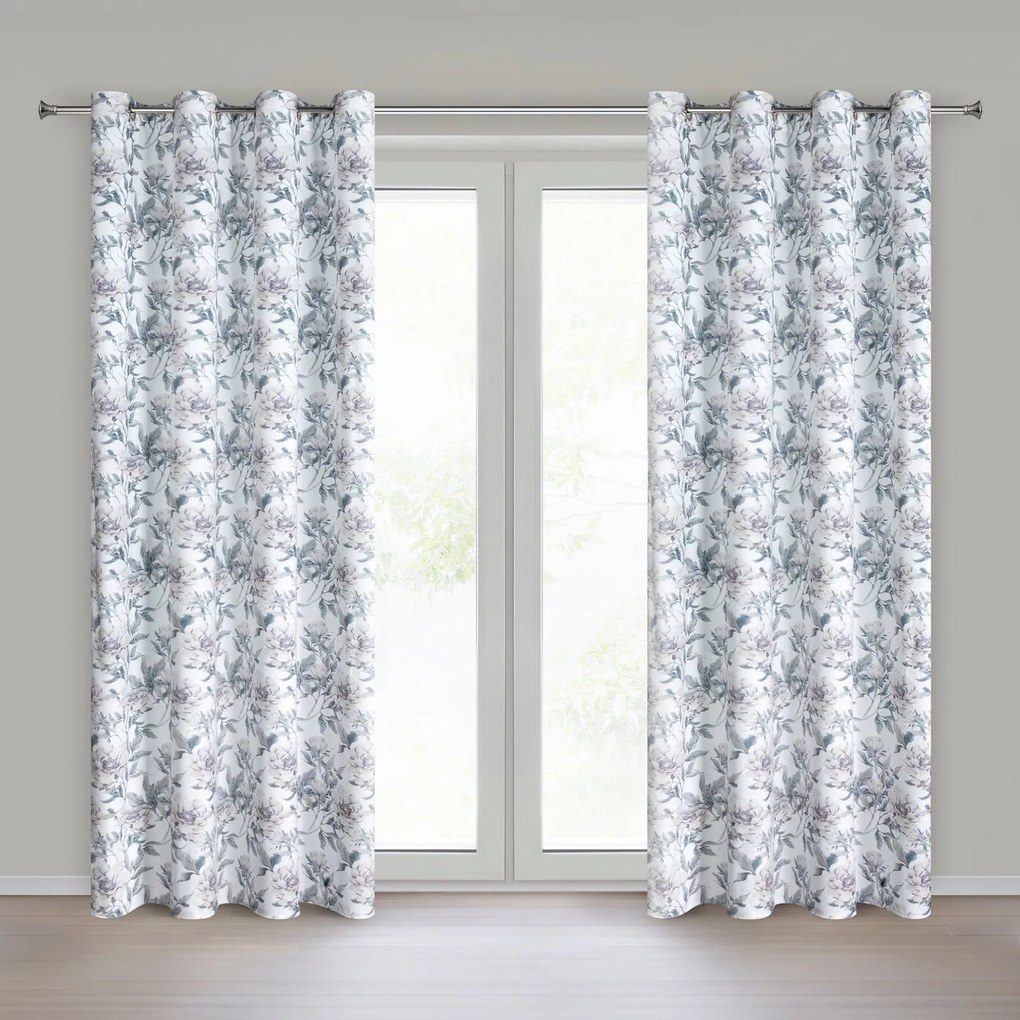 ZATEMŇOVACÍ ZÁVĚS NA KROUŽCÍCH BEVERLY 140X250 CM KVĚTY