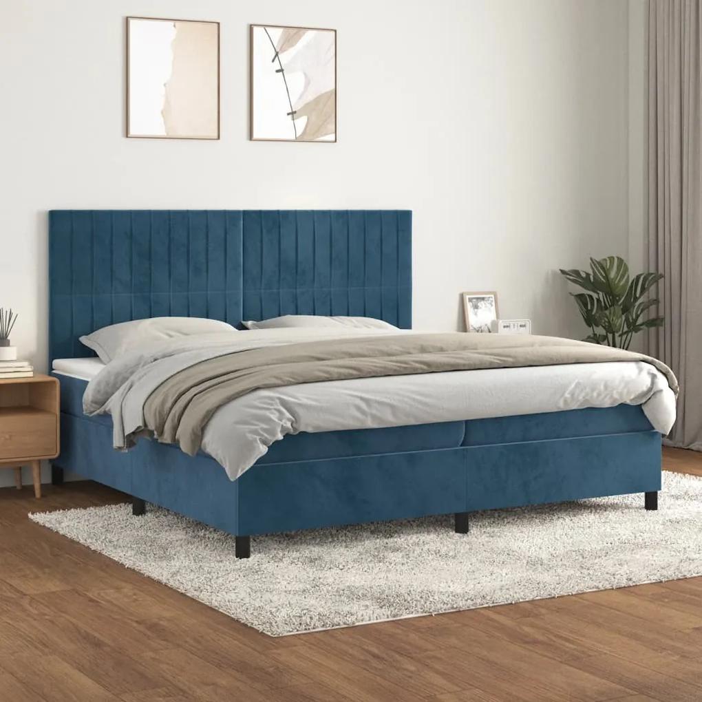 Box spring postel s matrací tmavě modrá 200x200 cm samet,  3143167