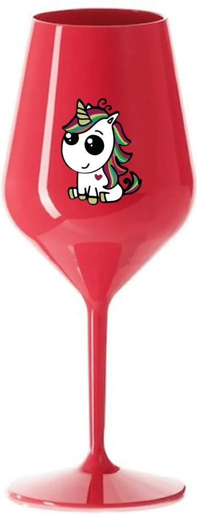 DUHOVÝ JEDNOROŽEC - červená nerozbitná sklenice na víno 470 ml