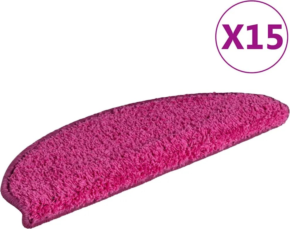 Schodové rohože 15 ks 65 x 21 x 4 cm růžové, půlkulaté, velké 322381