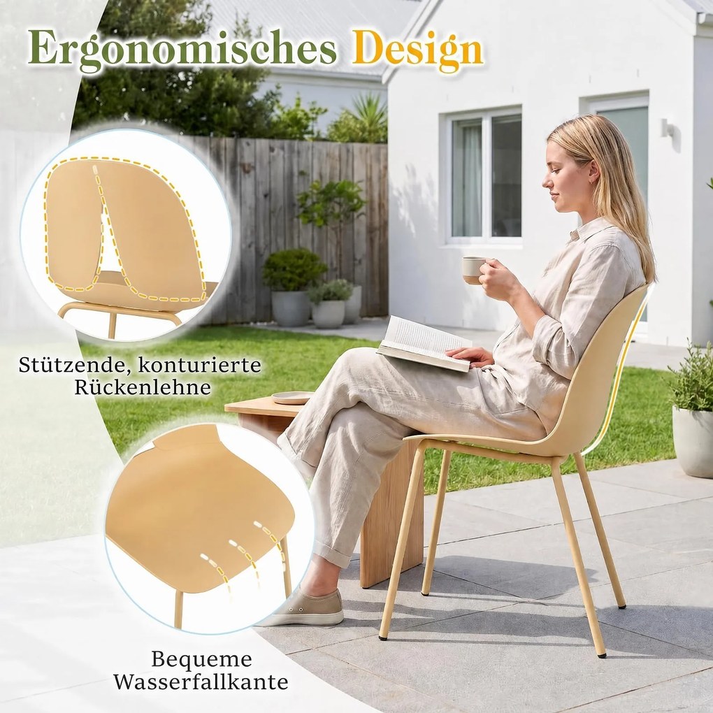 Costway Sada 4 ergonomických jídelních židlí, nosnost 150 kg