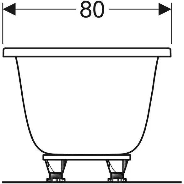 Geberit Tawa Obdélníková vana 180 x 80 cm, včetně noh, bílá 554.122.01.1