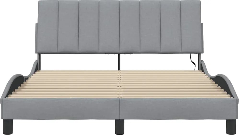 Rám postele bez matrace Hanko světle šedý 140 x 200 cm textil 3310461