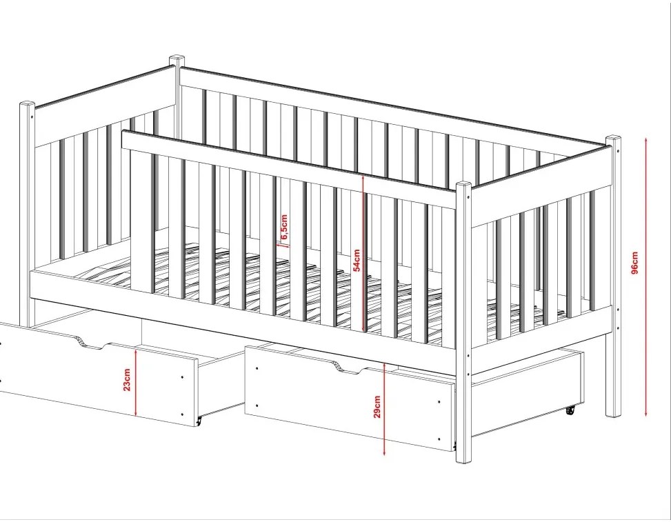 Legno Dětská postel Alice bílá Rozměr (cm): 80x200