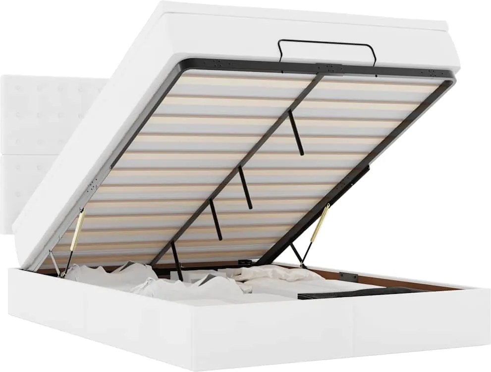 Osmanský rám postele s matrací bílý 140x190cm umělá kůže 3313851