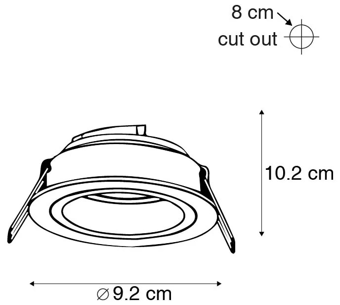 Sada 6 moderních zapuštěných bodových svítidel černá 9,2 cm otočná a naklápěcí - Chuck
