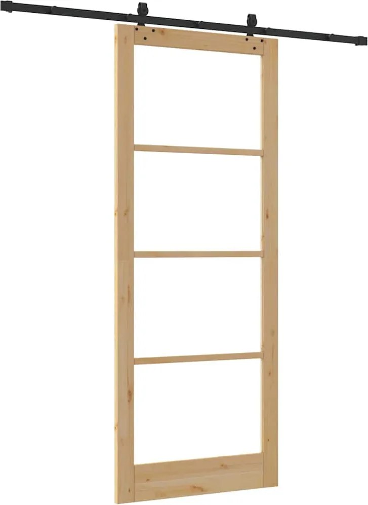 Posuvné dveře Přírodní 93 x 232 cm Masivní borové dřevo a sklo 3332319