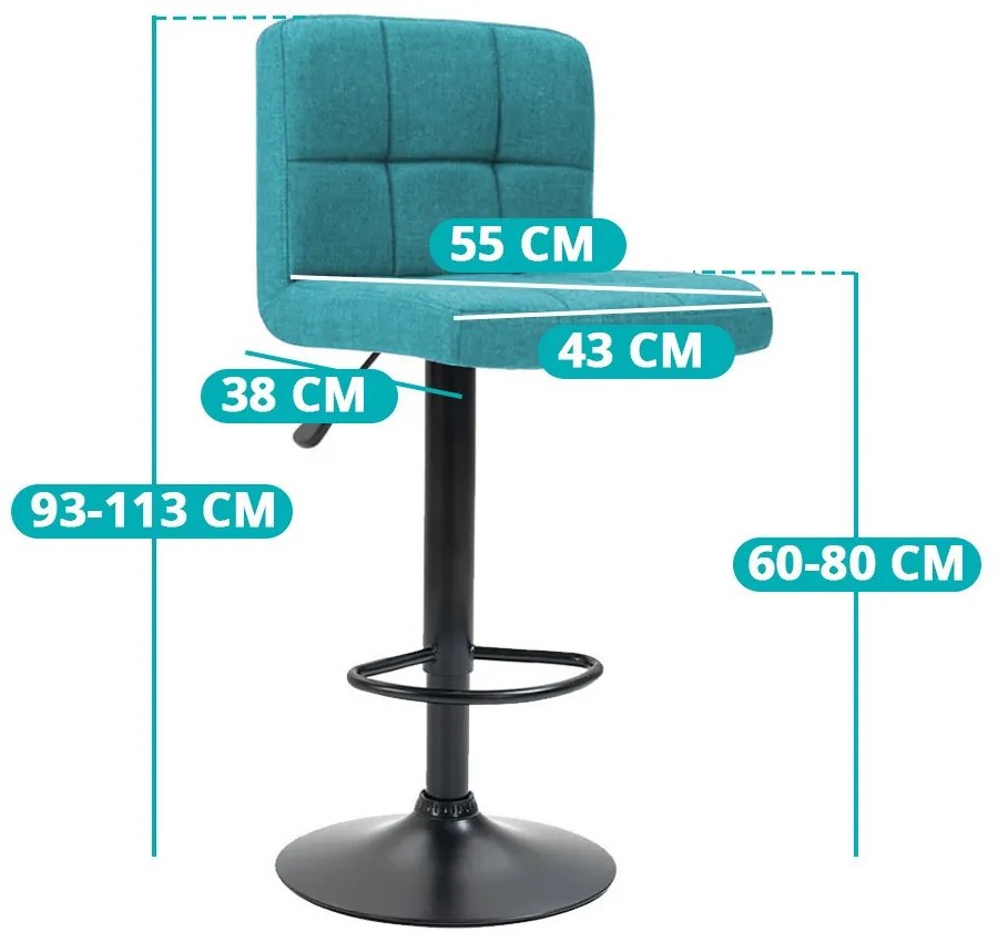 2 látkové barové židle ve více barvách-mátová