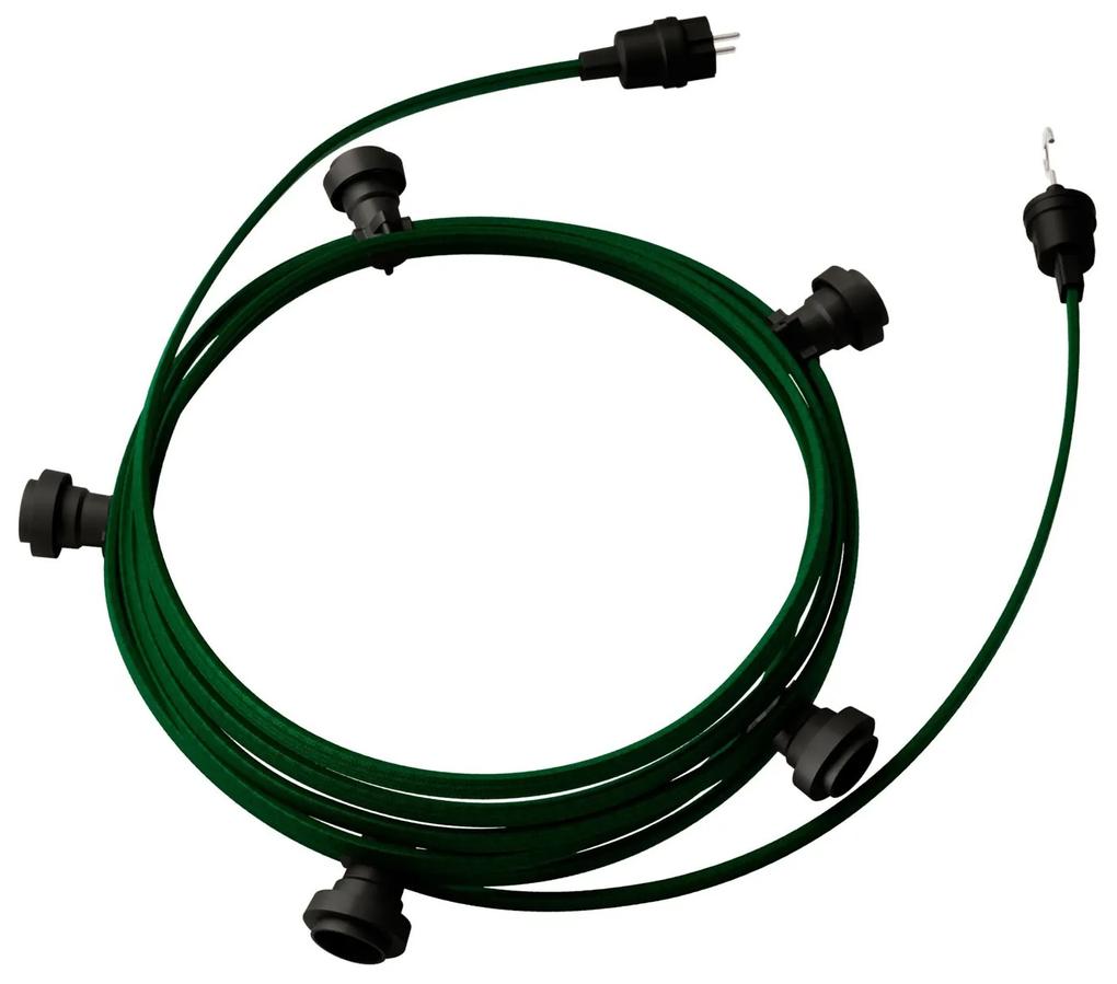 creative cables Hotový světelný řetěz LUMET 7,5 m je sestavený z 5 černých objímek, háčku a zástrčky Barva kabelu: Bílo-černá - CZ04