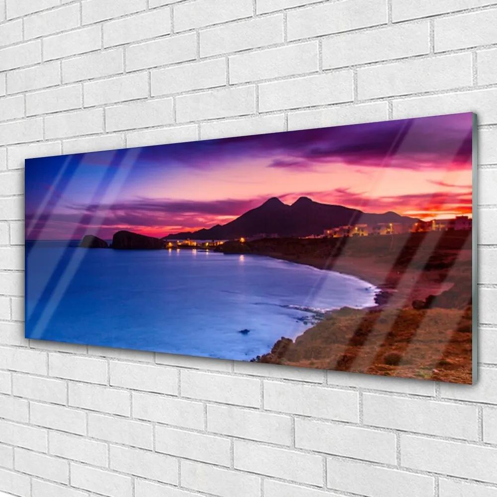 akrylový obraz Moře Pláž Hory Krajina 125x50 cm