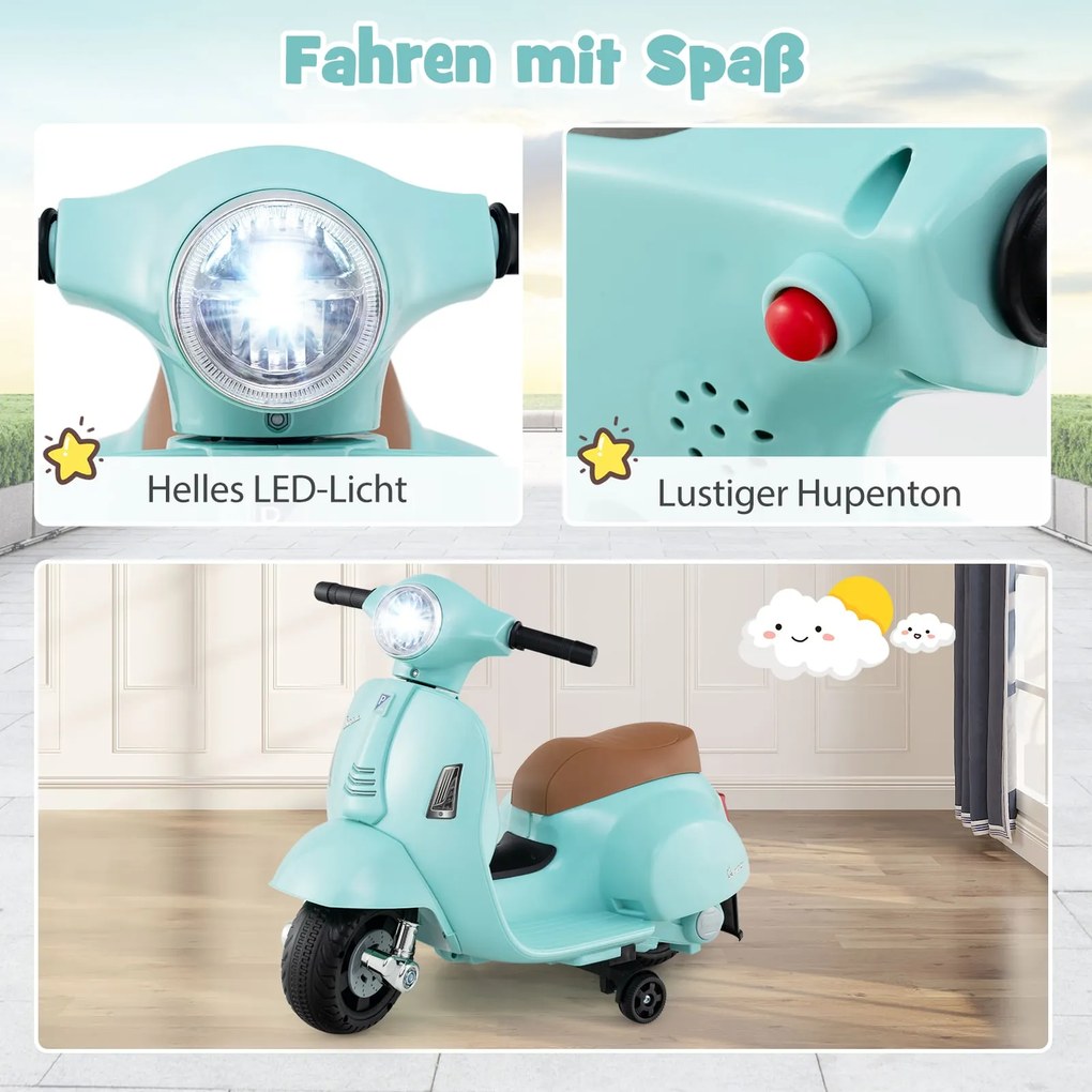 Costway Licencovaná dětská elektrická motorka Vespa 6 V bateriový motocykl