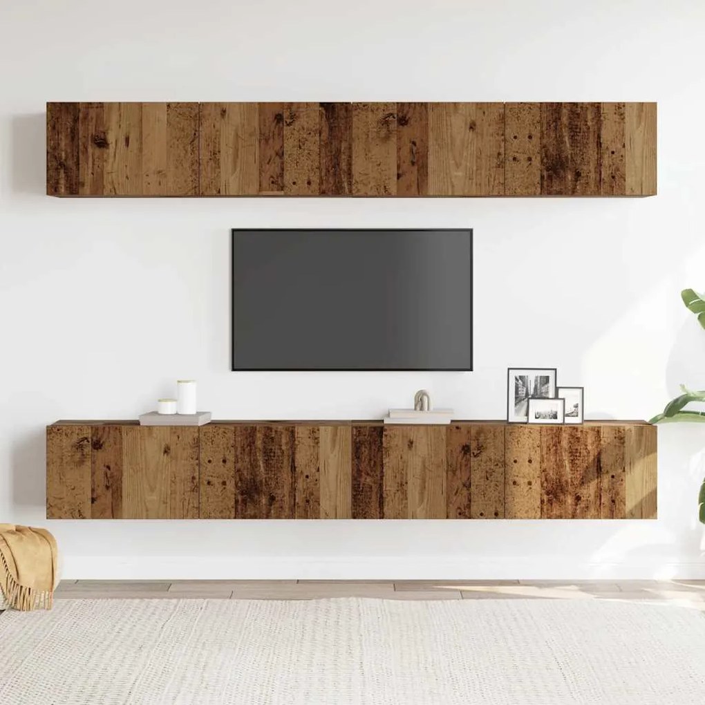 4dílná nástěnná TV skříňka ze starého dřeva 100 x 30 x 30 cm 3328945
