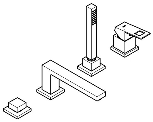 GROHE 19897001 - Vanová čtyřotvorová baterie EUROCUBE lesklý chrom