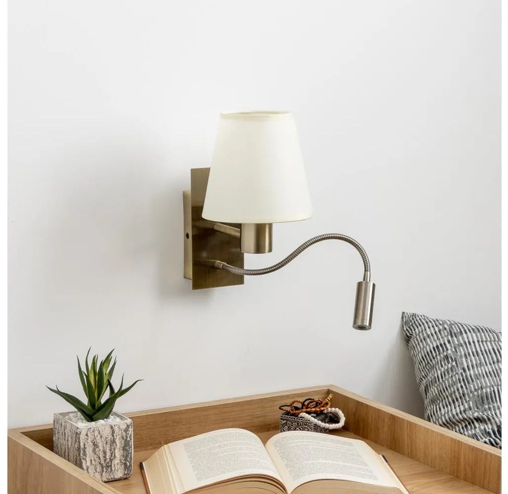 Brilagi - LED Nástěnná lampa NUBILA 1xE27/25W/230V + LED/3W mosaz/krémová BG1557+BG1572