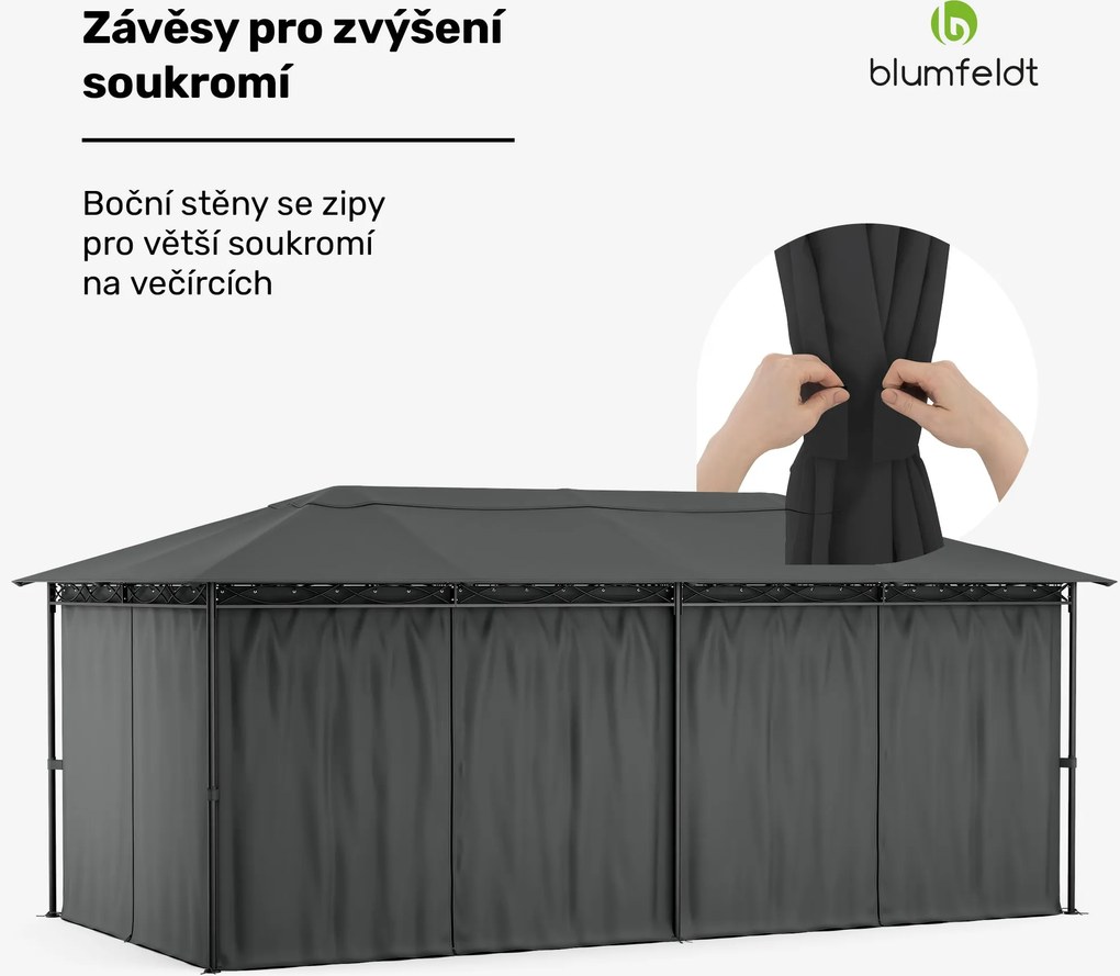Blumfeldt Mondo 3x6 altán s kovovým rámem a 4 bočními stěnami