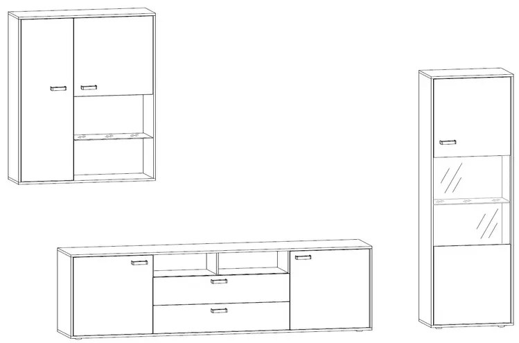 Obývací stěna Cleveland, s osvětlením