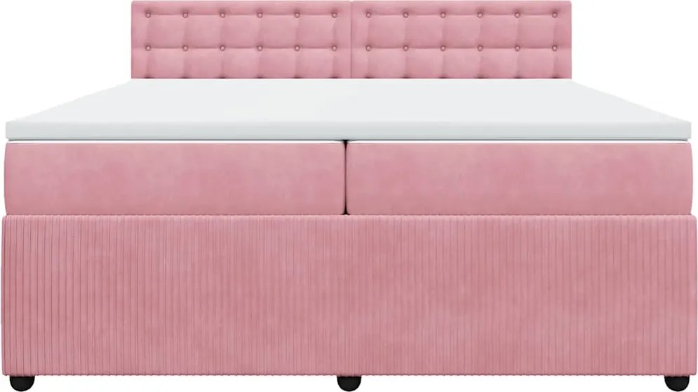 Box spring postel s matrací růžová 200x200 cm samet 3290147