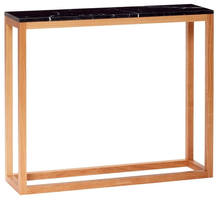 Konzolový stolek z dubového dřeva s černou mramorovou deskou Hübsch Marble