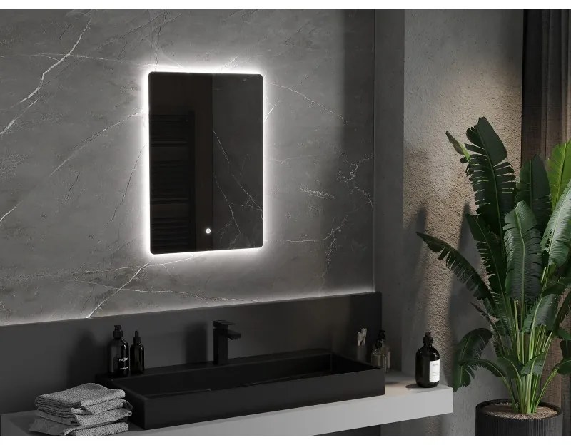 Mexen Sun podsvícené koupelnové zrcadlo 50 x 70 cm, LED 6000K, ventilátor - 9807-050-070-611-00