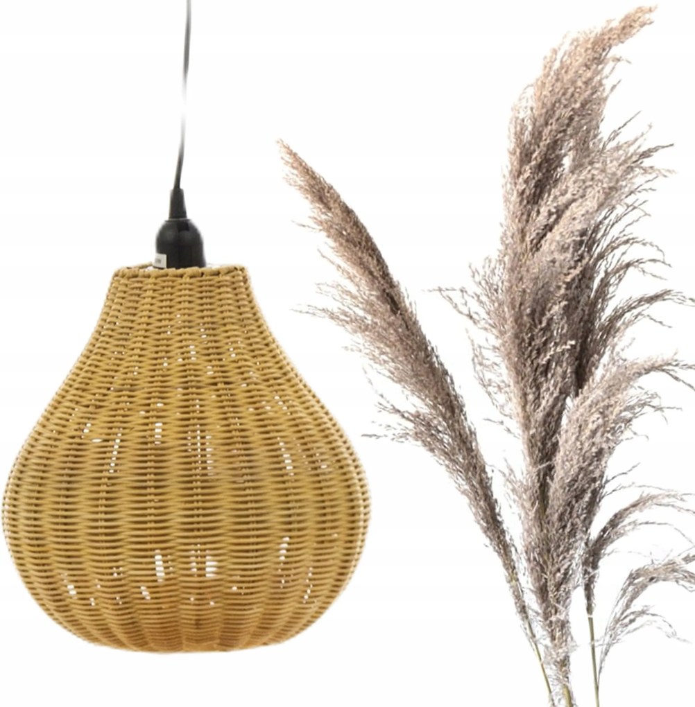 závěsná ratanová lampa boho hnědá, orientální barva