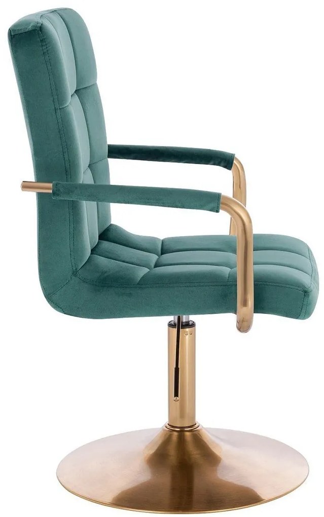 LuxuryForm DESIGN Otočná židle VERONA GOLD VELUR na zlatém talíři - zelená