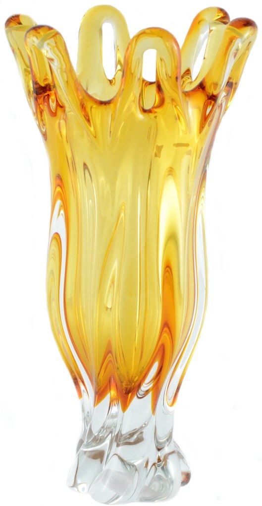 Váza hutní sklo, barva amber, výška 350 mm