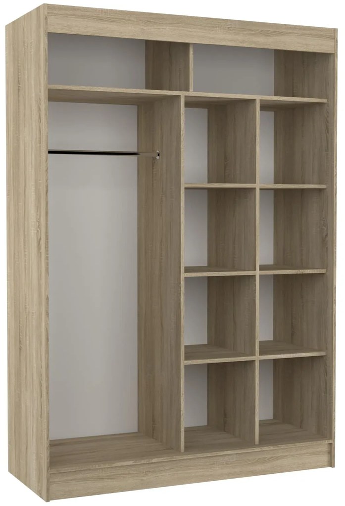 Šatní skříň s posuvnými dveřmi Keita - 150 cm Barva: Černá/Bílá