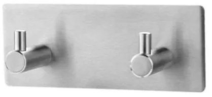 Nástěnný věšák s háčky, stříbrný, kartáčovaná nerezová ocel, 9x4,7 cm