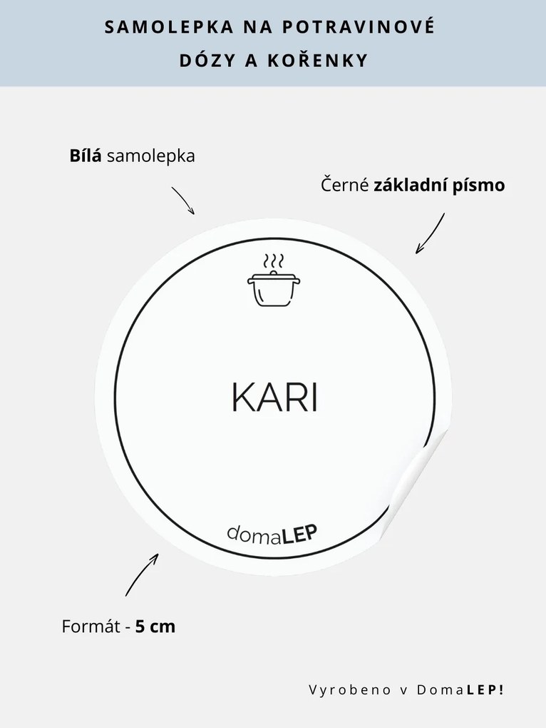 Samolepka na kořenky KARI bílá 5 cm základní písmo