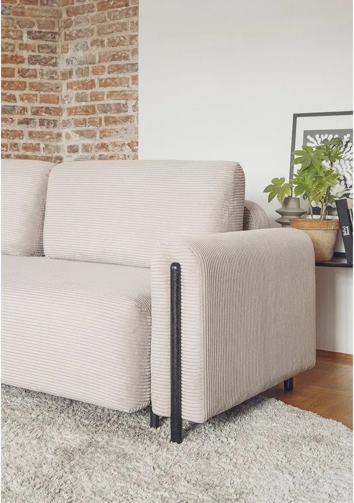 Béžová manšestrová rozkládací/s úložným prostorem pohovka 244 cm Arcadova – ELTAP