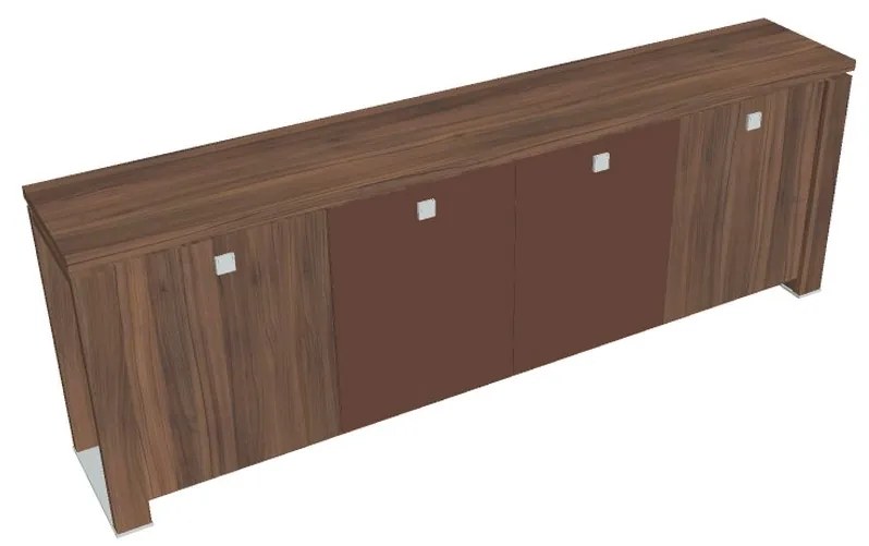 Nízká skříň Verno+ 260 x 46 x 90 cm, kombinované dveře, ořech / hnědá