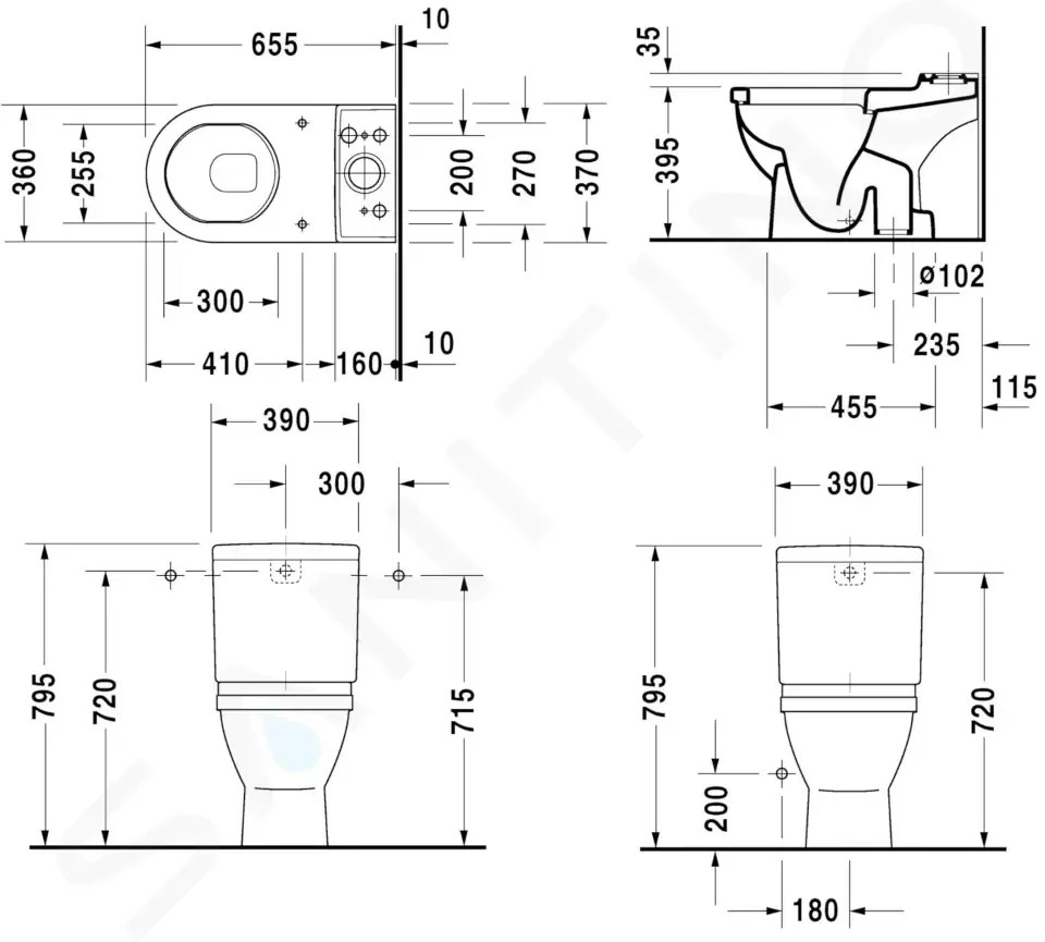 DURAVIT - Starck 3 WC kombi mísa, spodní odpad, s HygieneGlaze, alpská bílá (0126012000)