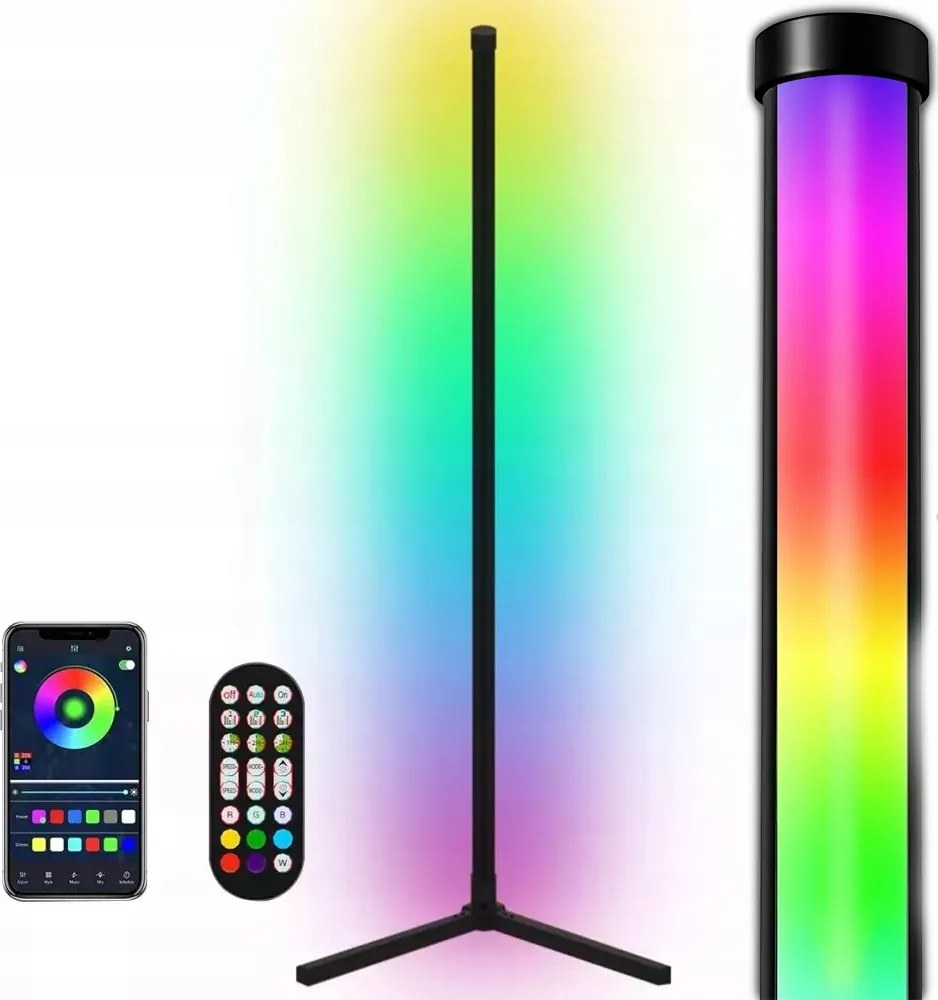 Rgb Led podlahová lampa stojící rohová s Dálkový Ovladač Apklikace Efekt Duhy 3D