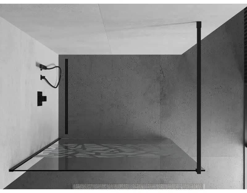 Mexen Kioto sprchová zástěna 70x200 cm 8 mm, černé, bílé provedení, 800-070-101-70-85