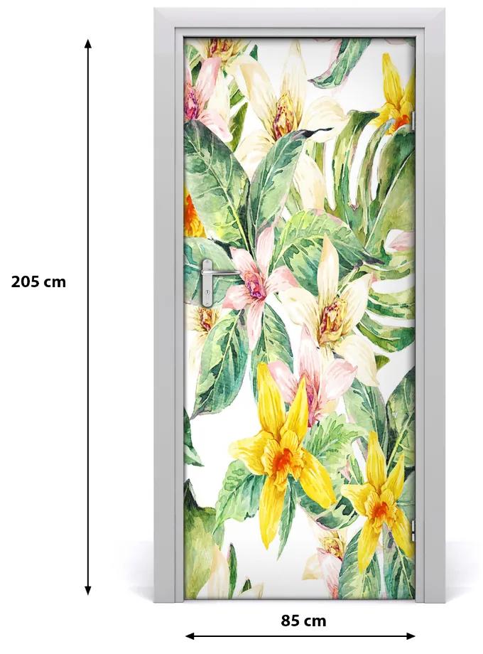 Samolepící fototapeta na dveře tropické květiny 85x205 cm