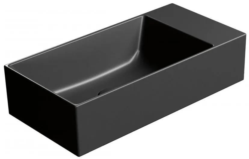 GSI KUBE X keramické umývátko 50x25cm, bez otvoru, pravé/levé, černá mat 9486026