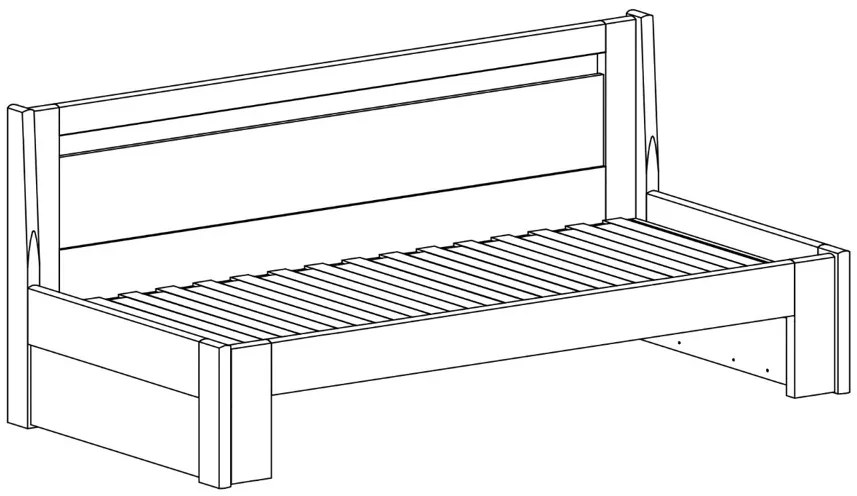 BMB Postel Tandem PLUS bez područek - imitace dřeva Dekor: Ořech natur, Provedení: oblé, Rozměr: 90/170 x 200 cm