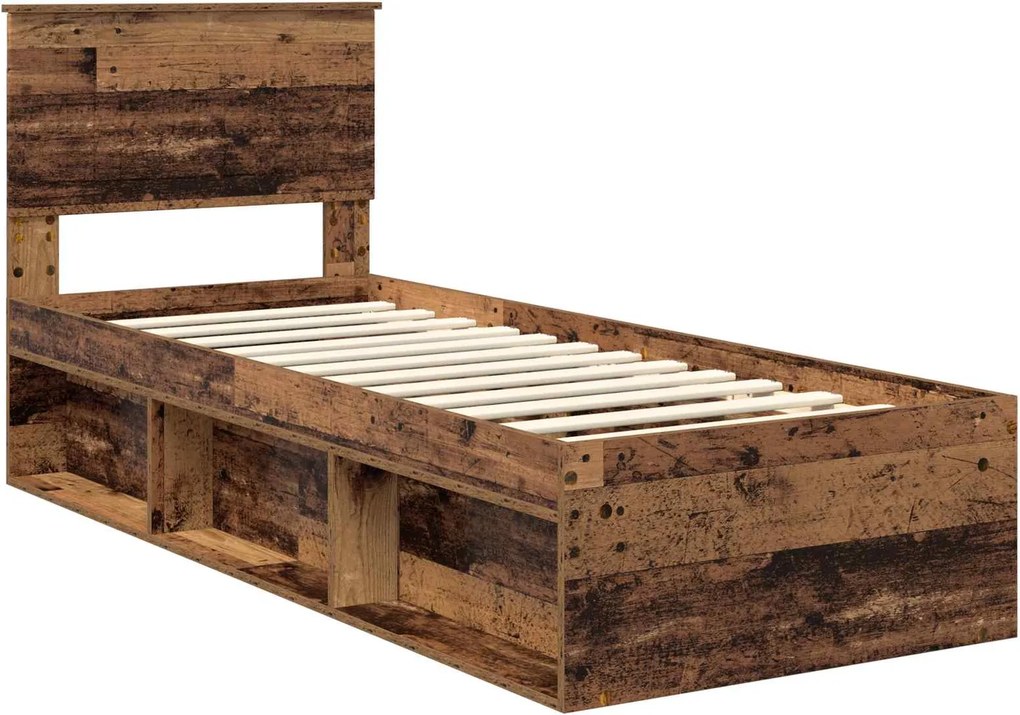 Rám postele s čelo Staré dřevo 75 x 190 cm Masivní borové dřevo 3410670