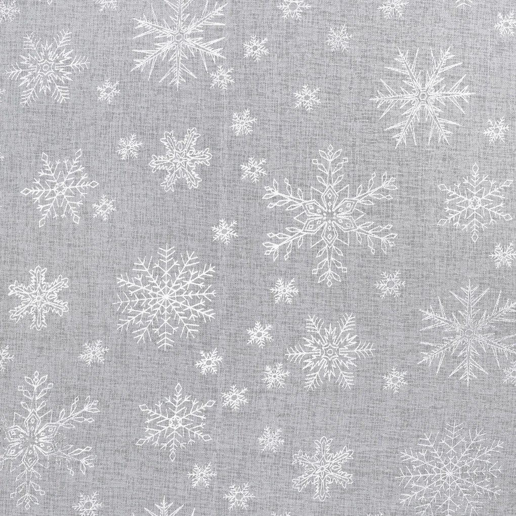 VÁNOČNÍ ZÁCLONA NA KROUŽCÍCH SNOW 140X250 CM VZOROVANÁ