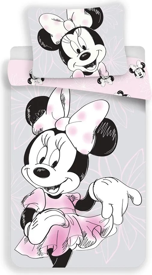 Jerry Fabrics Bavlněné povlečení 140x200 Mini Mouse 1575 Povlak na polštář Minnie Mouse 70x90 JF 02