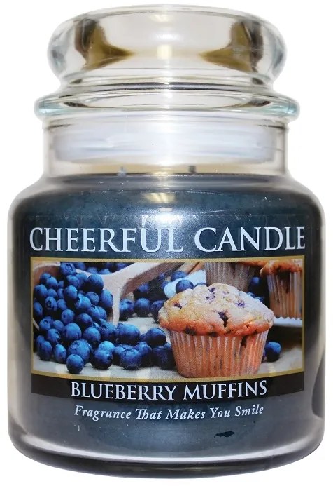 Cheerful Candle Vonná svíčka ve skle Borůvkový Muffin - Blueberry Muffins, 16oz