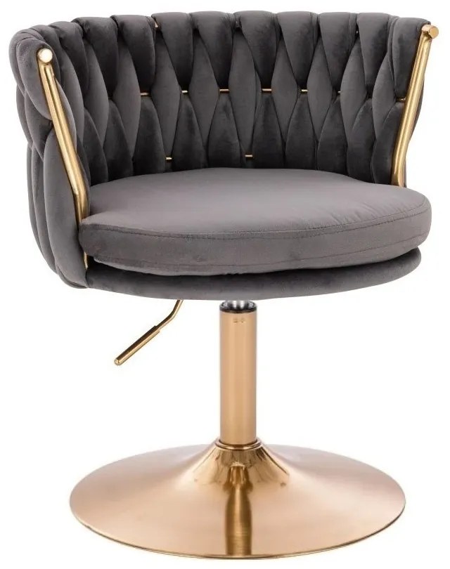 LuxuryForm DESIGN Otočná židle LYON VELUR na zlatém talíři - tmavě šedá