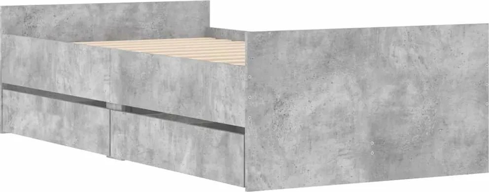 Rám postele se zásuvkami betonově šedý 100 x 200 cm 3207367