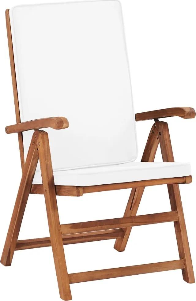 vidaXL Polohovací zahradní židle s poduškami 2 ks masivní teak [48983] Barva: krémová