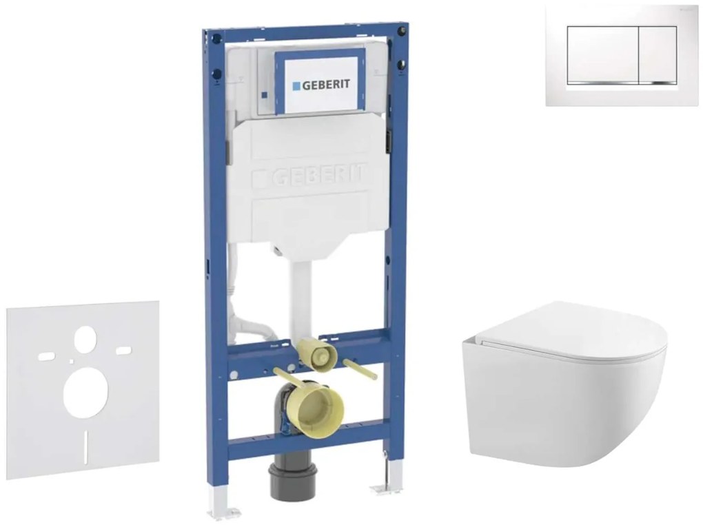 Geberit Duofix - Set předstěnové instalace, klozetu Gaia a sedátka softclose, tlačítko Sigma20, bílá/chrom SANI11CA3119B