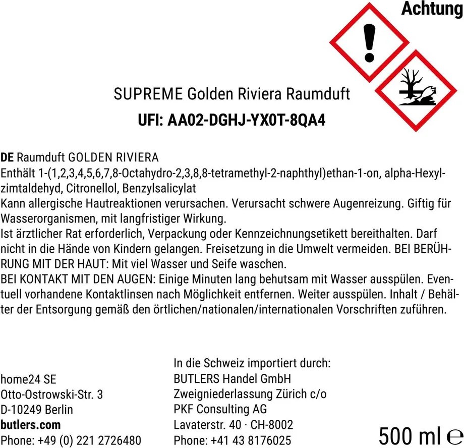 SUPREME Vůně do bytu Golden Riviera 500 ml